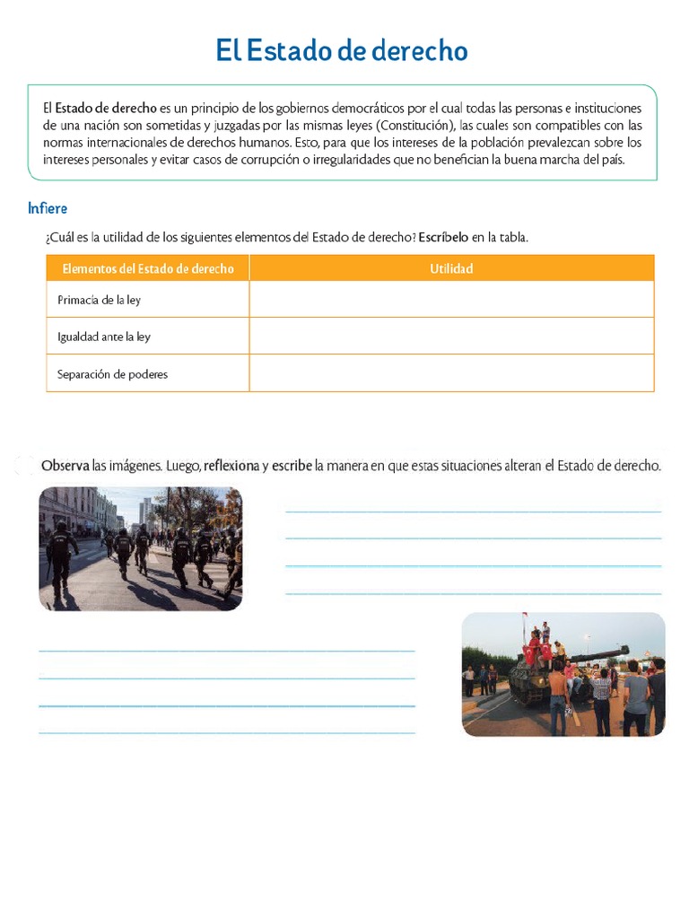 Ficha Tecnica El Estado de Derecho-Dpcc-5to Grado | PDF