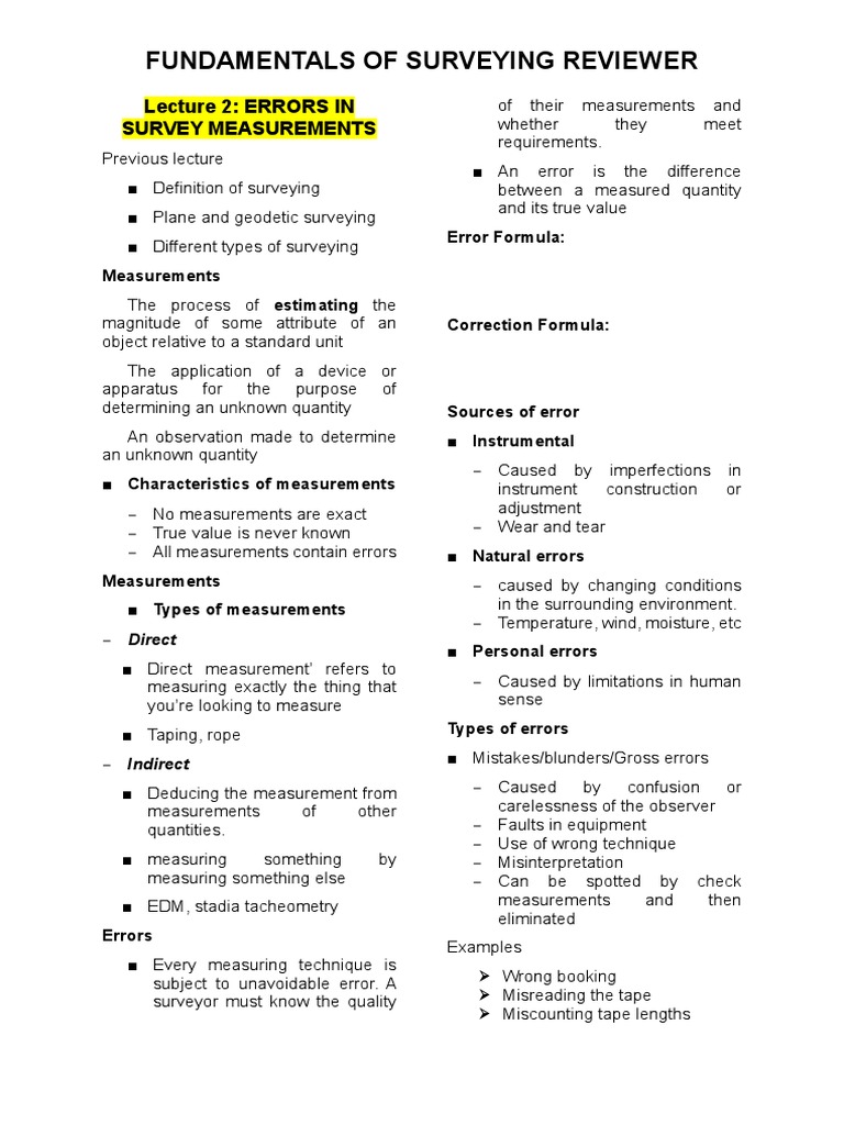Surveying Reviewer | PDF | Significant Figures | Observational Error