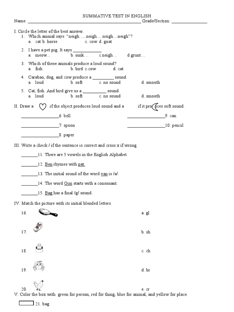 English Grade 2 Summative First Quarter | Download Free PDF ...