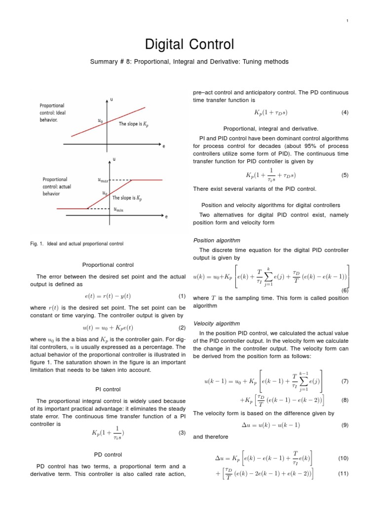 Position Form & Velocity Form of PID Controller | PDF | Control Theory | Computing