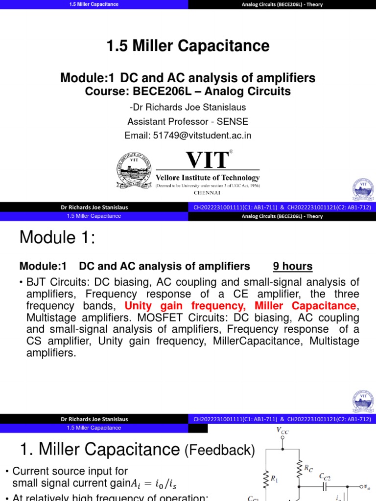 Miller Capacitance in Amplifiers | PDF | Amplifier | Electrical Network