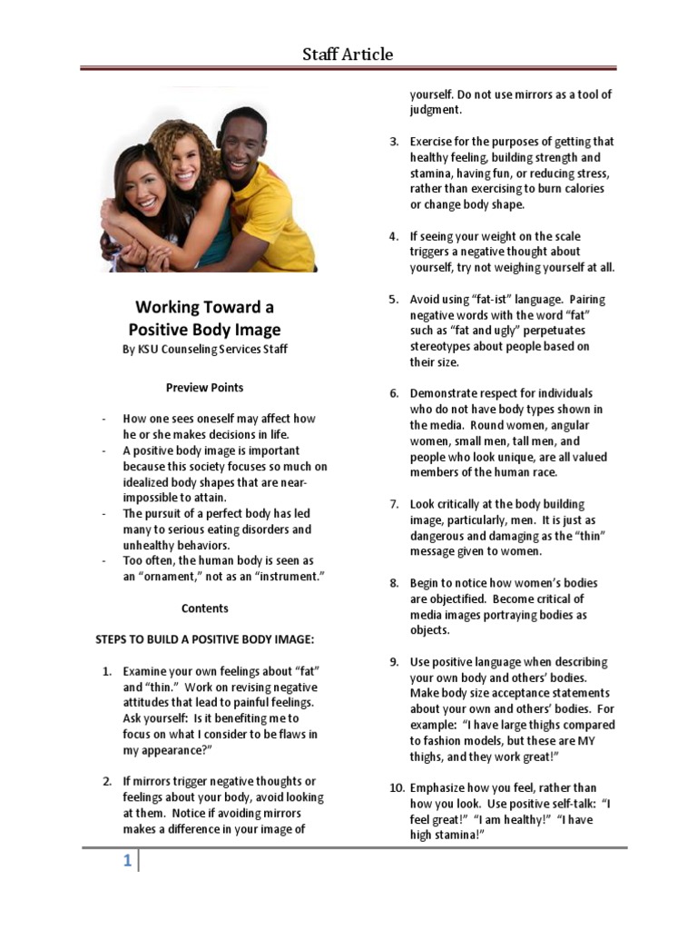Working Toward Positive Body Image | PDF | Body Image | Psychology