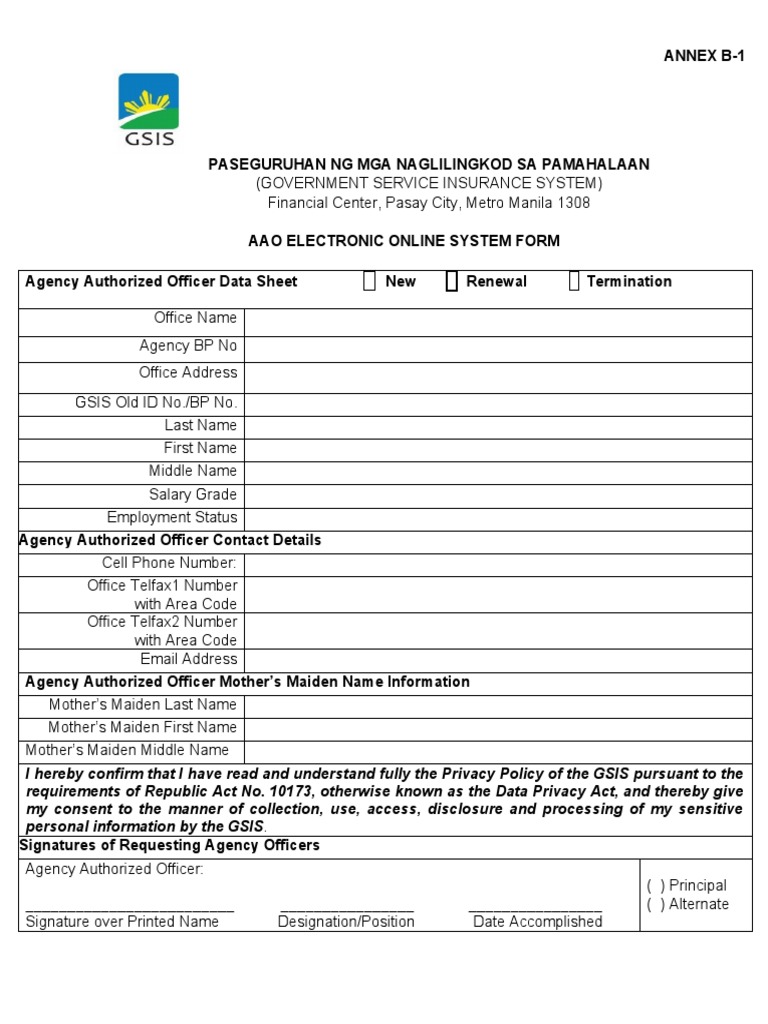 PPG Annex B-1 - AAO Electronic Online System Form | PDF | Computing | Privacy