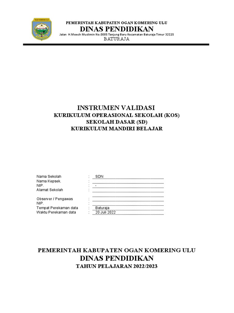 Instr Vldsi Kos-Sd-Ikm - Supriyanta | PDF