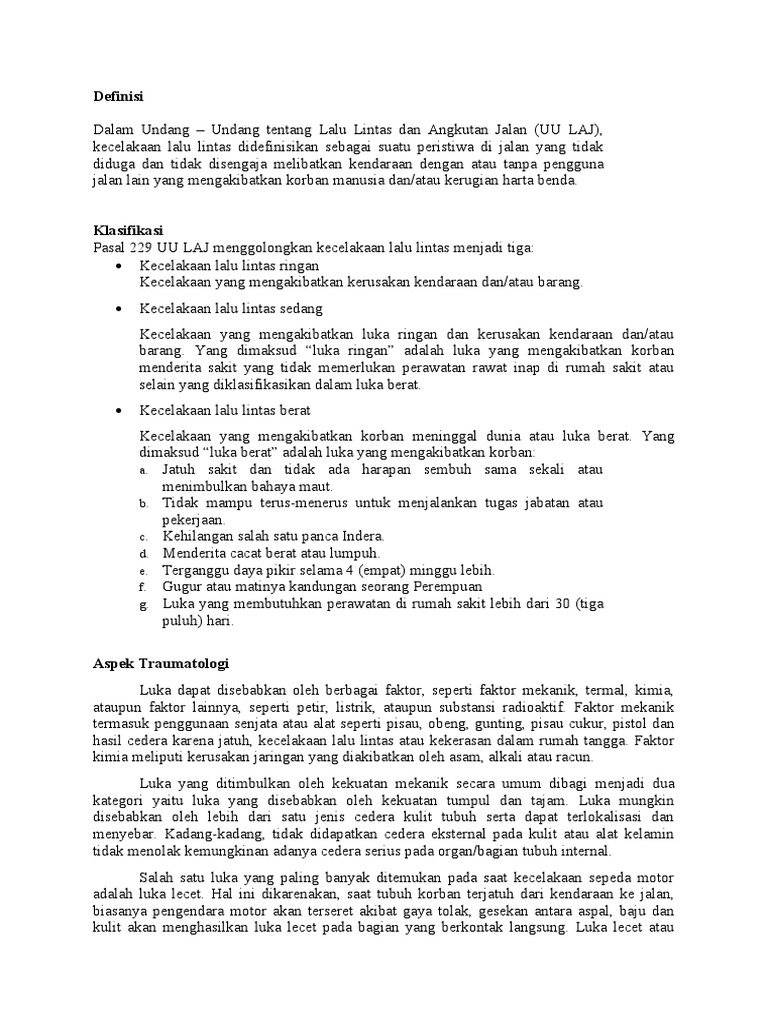 Definisi Klasifikasi Traumatologi | PDF