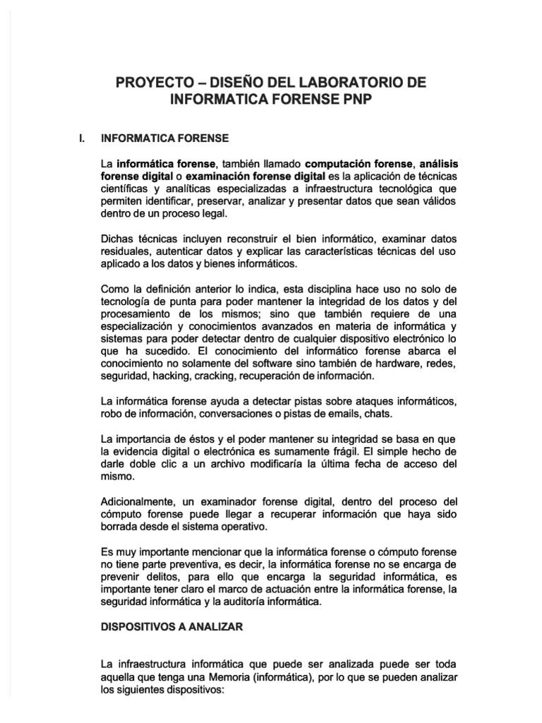 PDF Proyecto Informatica Forense PNP Compress | PDF | Informática forense | Informática