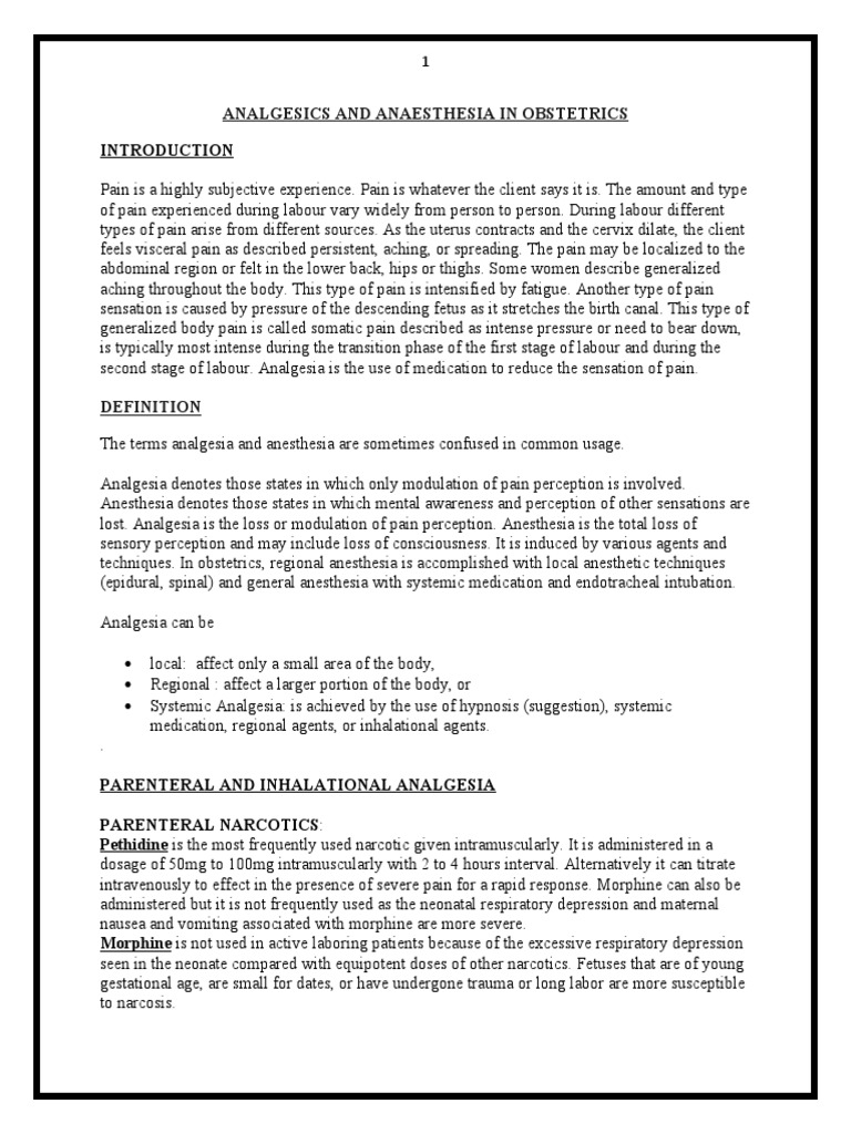 Obstetric Analgesia and Anesthesia Overview | PDF | Anesthesia | Childbirth