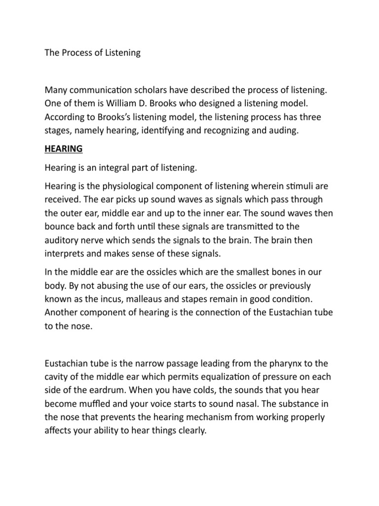 Understanding Brooks' Listening Model | PDF | Hearing | Ear