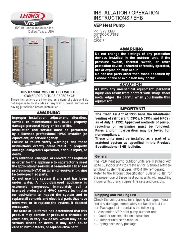 Lennox-VRF EHB VRF Three-Phase | PDF | Pipe (Fluid Conveyance) | Heat ...