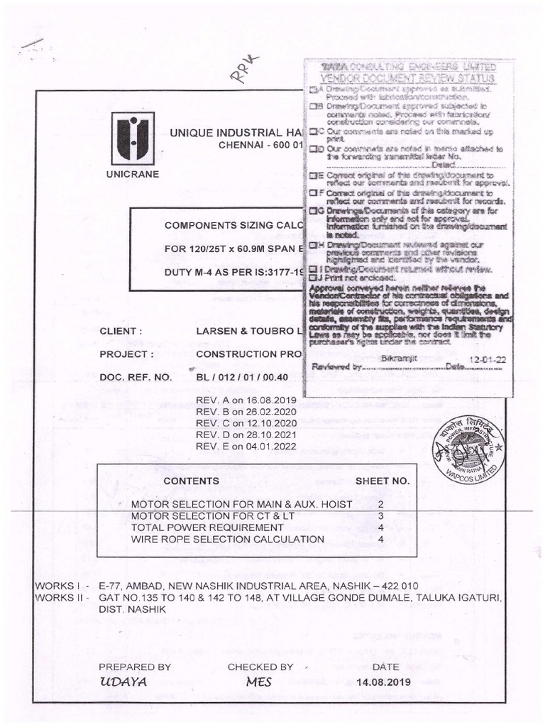 Motor & Brake Sizing Calculations - Approved | PDF