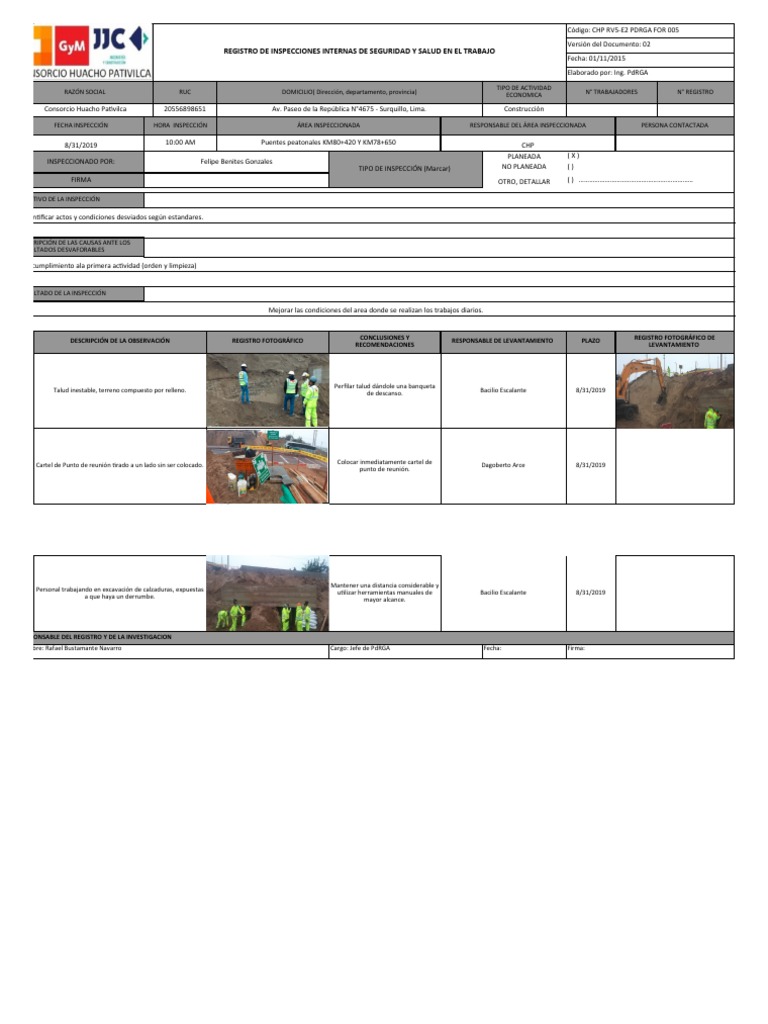 Reporte de Inspección Semana 35 | PDF