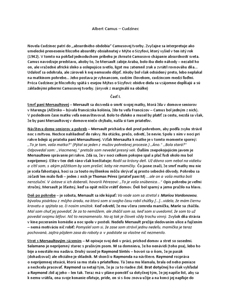 Albert Camus - Cudzinec | PDF