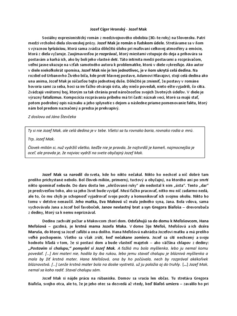 Cíger-Hronský - Jozef Mak | PDF