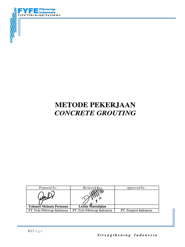 Metode Pelaksanaan Pekerjaan Grouting | PDF