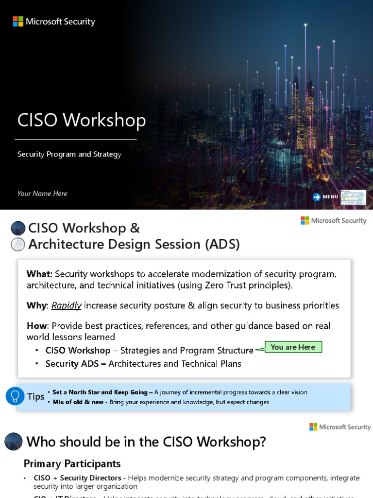 Microsoft CISO Workshop Security Strategy and Program | PDF | Security ...