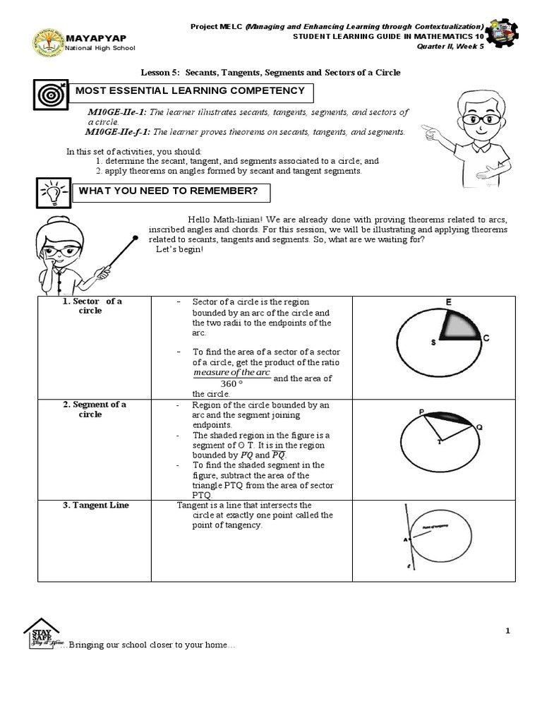 SLG Math 10 Quarter 2 Week 5 | PDF | Circle | Perpendicular