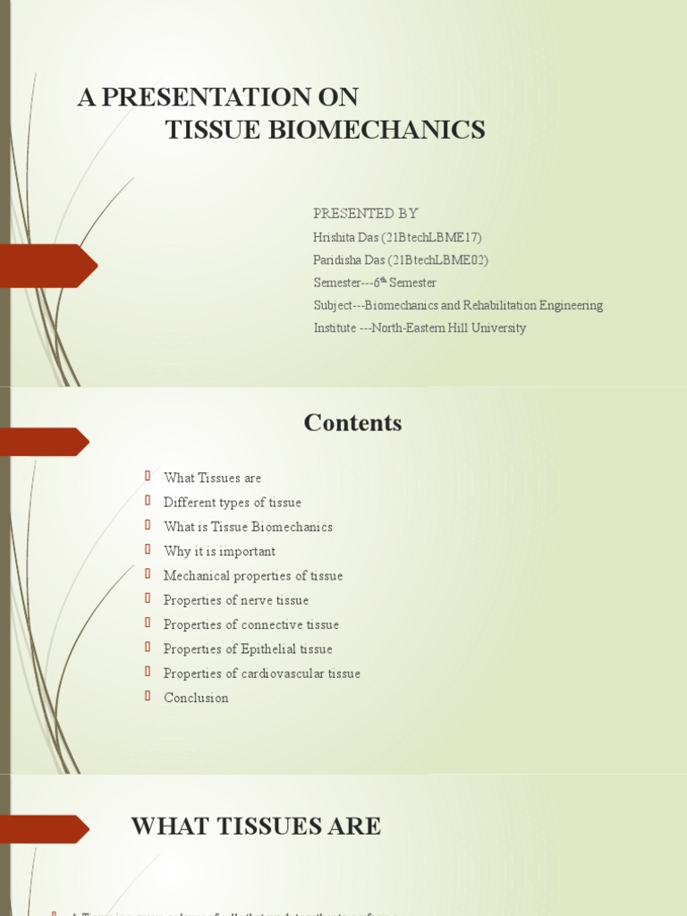 Presentation of Tissue Biomechanics Final 1 | PDF | Tissue (Biology ...