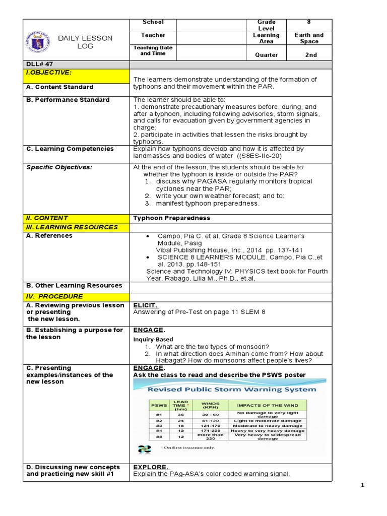 LESSON PLAN Typhoon Preparedness | PDF | Tropical Cyclones | Learning