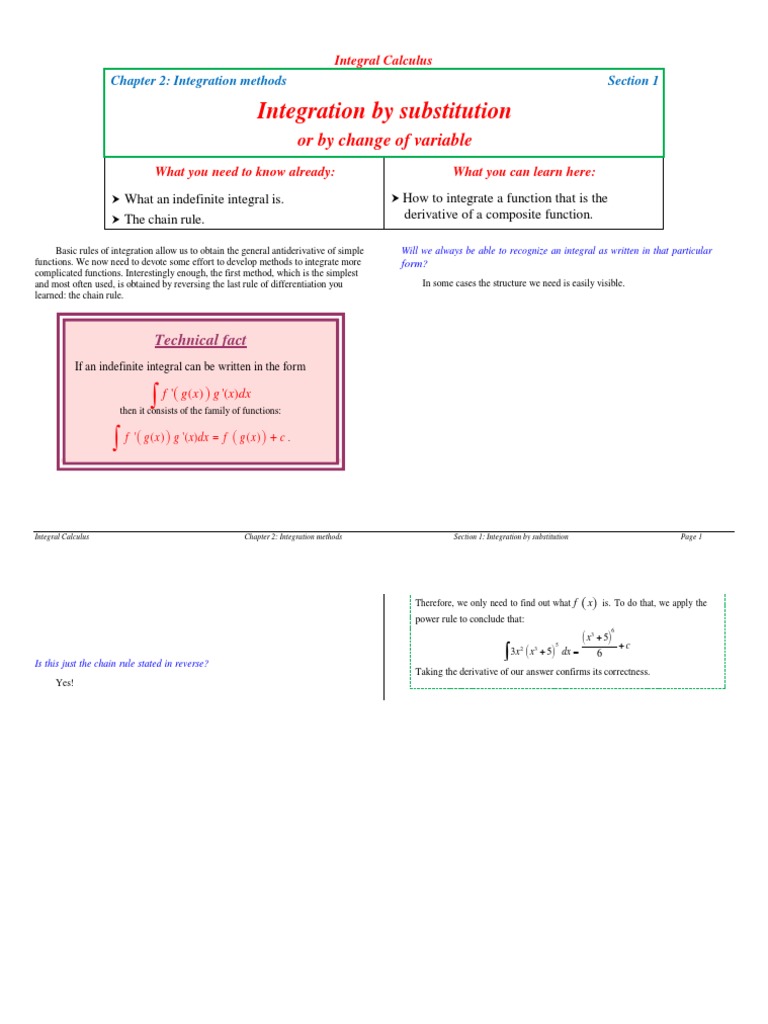I2-1 Integration by Substitution | PDF | Integral | Trigonometric Functions