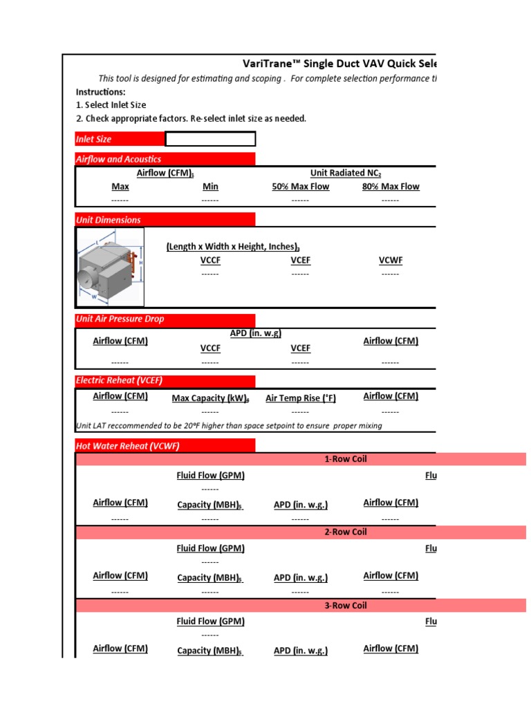 VAV Quick Select v3 103020 | PDF | Flow Measurement | Water Heating