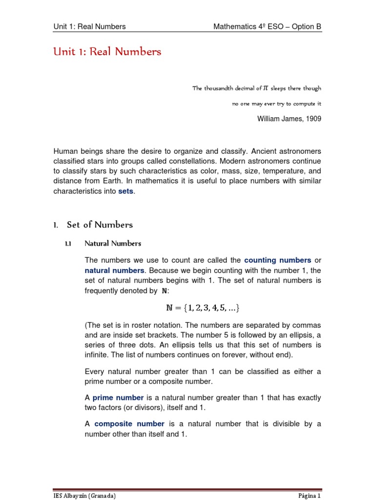 Unit 1 Real Numbers | PDF | Fraction (Mathematics) | Numbers