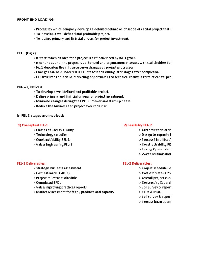 FEL Deliverables | PDF | Project Management | Product Lifecycle