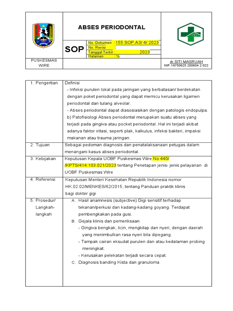 Sop Abses Periodontal | PDF
