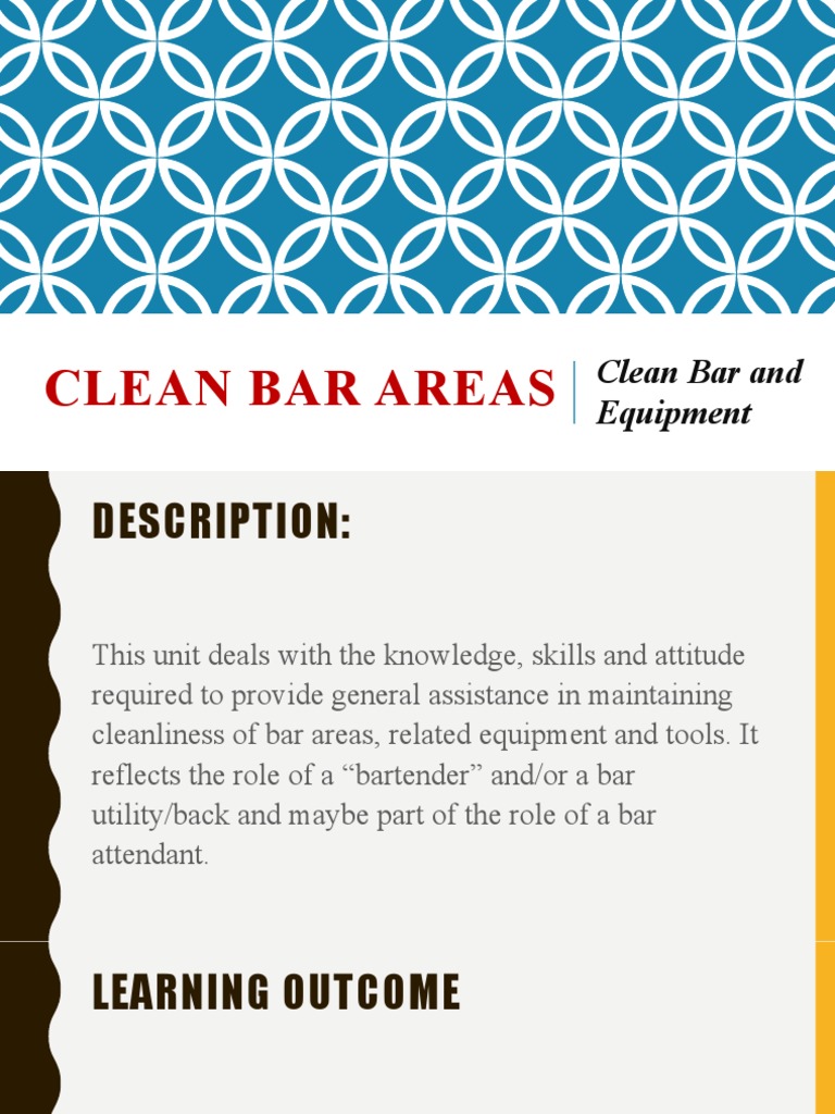 Bar Cleaning Procedures and Techniques | PDF