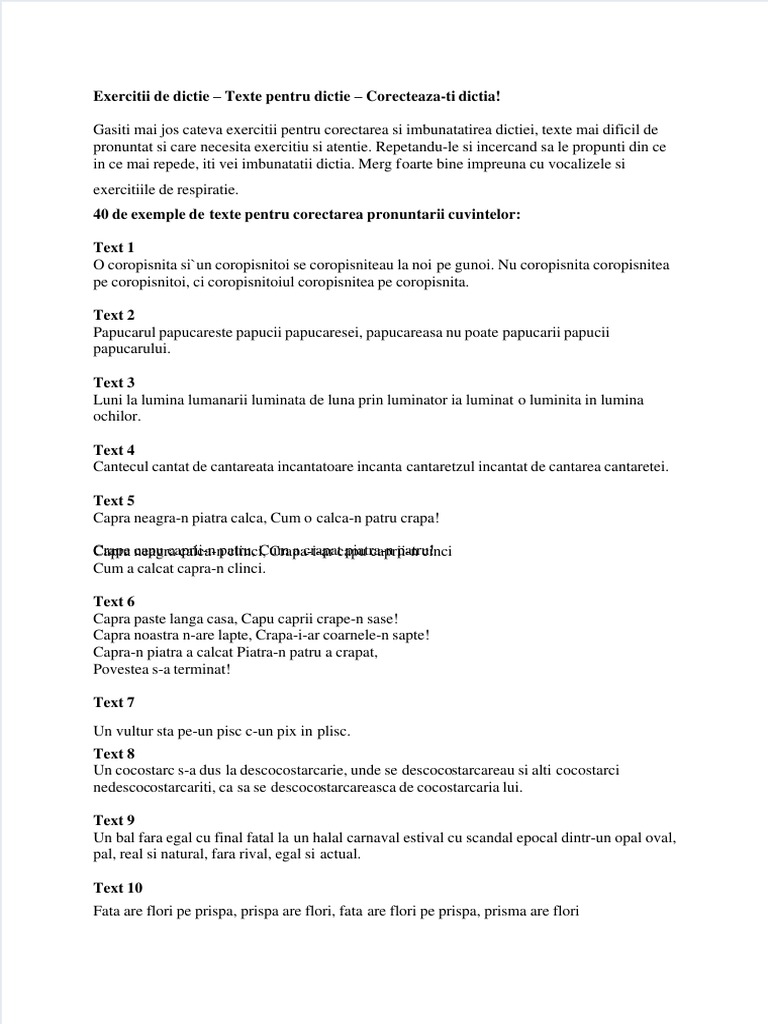 Dokumen - Tips - Exercitii de Dictie 55b07cbb3ecae | PDF