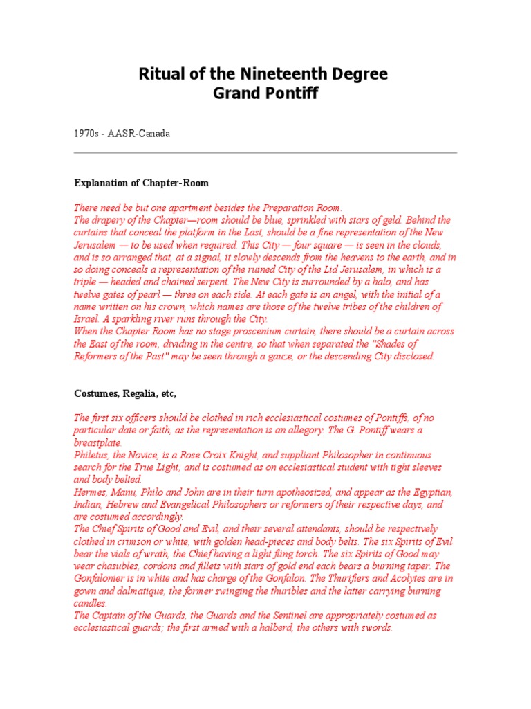 Ritual For Grand Pontiff (Canadian, 17º, 20th Cent.) | PDF | Soul ...
