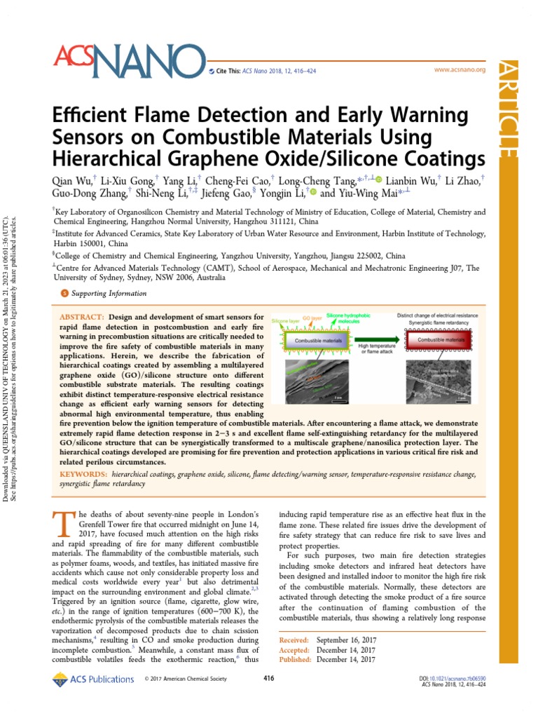 Smart Flame Detection Sensors Using Graphene | PDF | Combustion | Silicon