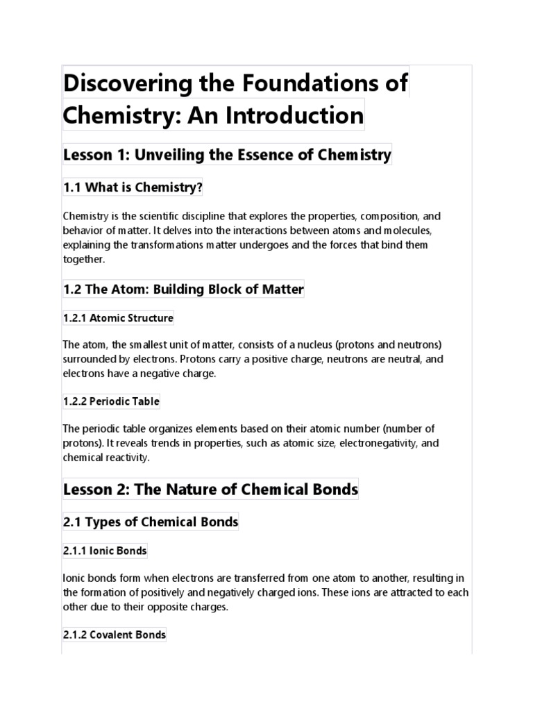 Discovering The Foundations of Chemistry - An Introduction | Download ...