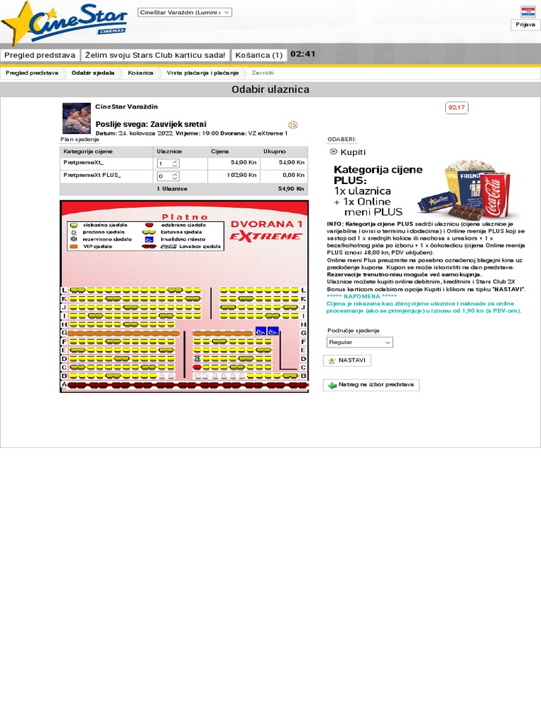 Odabir Ulaznica - CineStar Varaždin | PDF