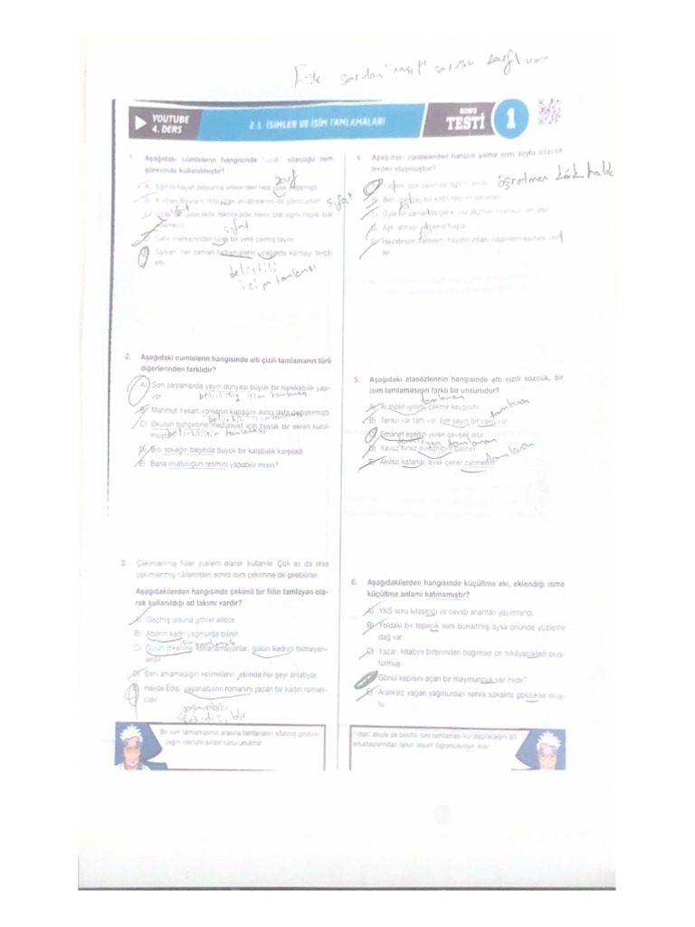 10th Grade Language Test Turkish | PDF