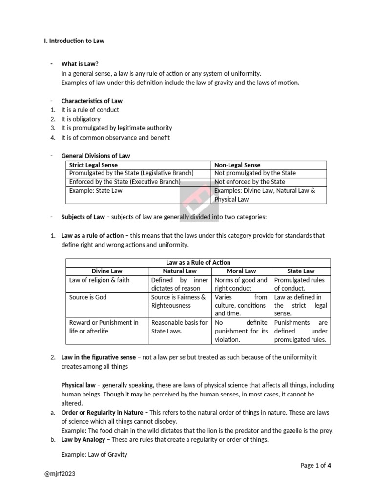 01 Introduction To Law Notes | PDF | Constitution | Judiciaries