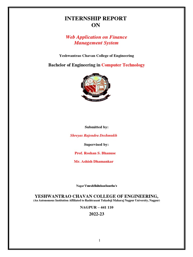 Finance Management System Internship Report | PDF | Databases | Html