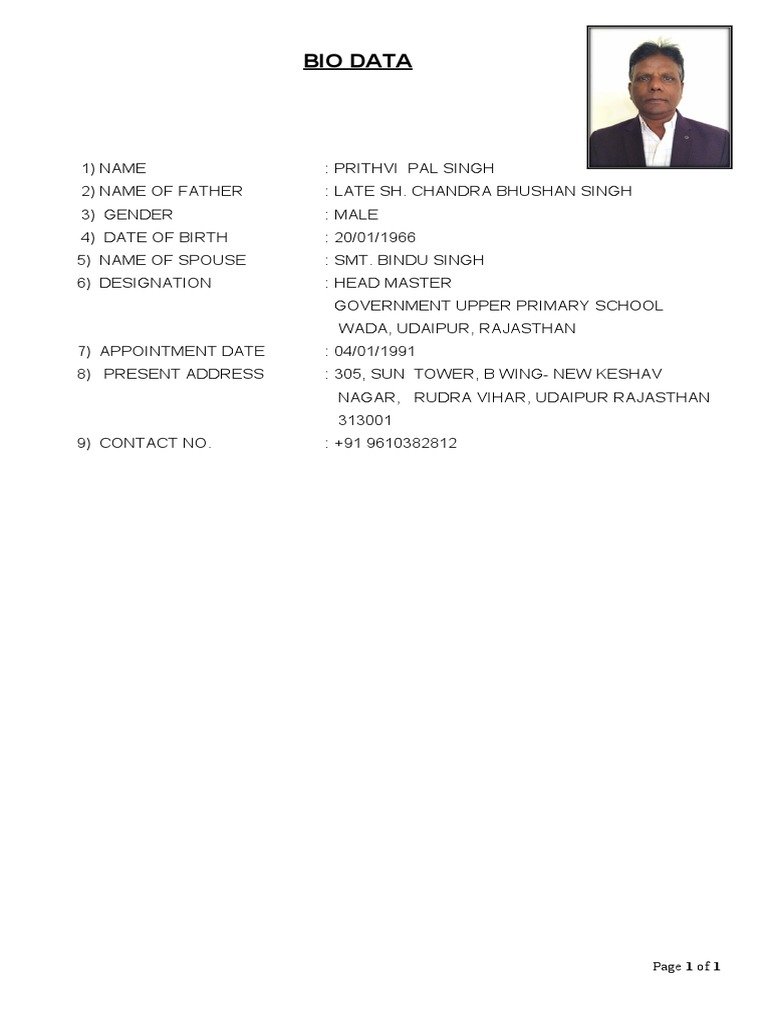 Teacher Profile Form | PDF