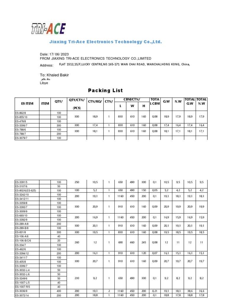 Packing List Led | PDF