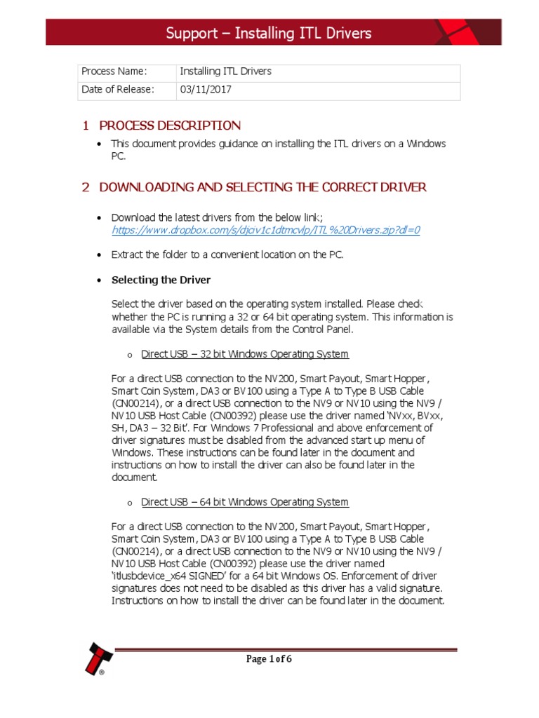 Installing ITL Drivers | PDF | Microsoft Windows | Operating System