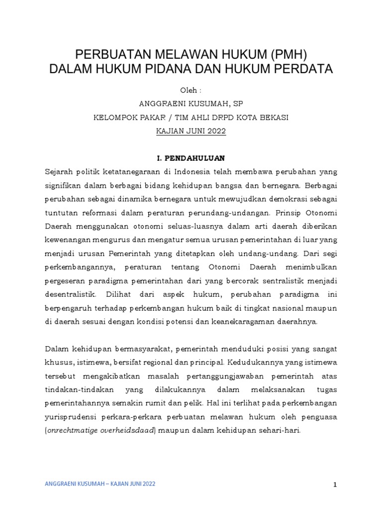 Ak-Kajian Kpta Juni 2022 - Perbuatan Melawan Hukum | PDF | Ilmu Sosial
