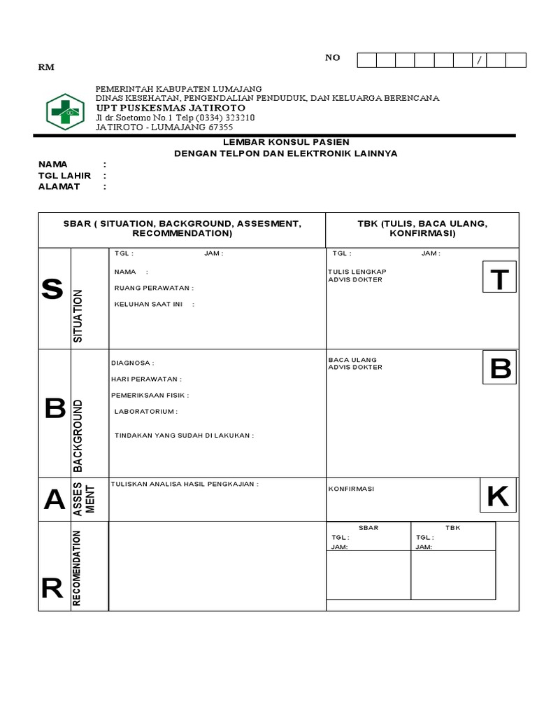 FORM SBAR-TBAK | PDF