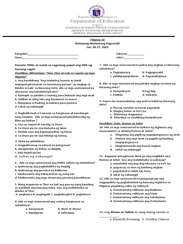 Fil 10 2gp-Exam | PDF