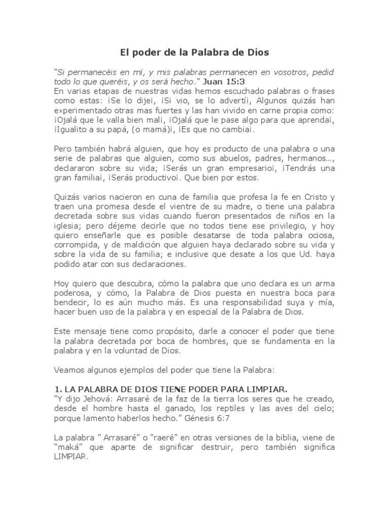 El Poder de La Palabra de Dios - 2018 | PDF | Cristo (título) | Mito de la inundación