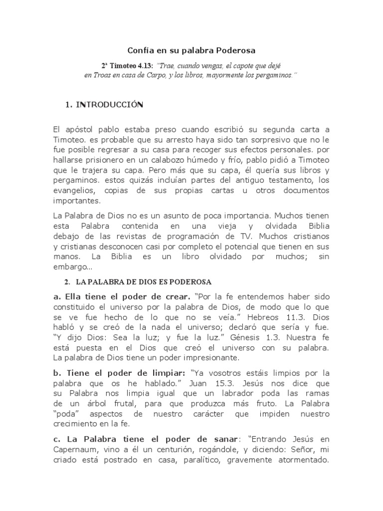 Confía en Su Palabra Poderosa | PDF | Biblia | Jesús