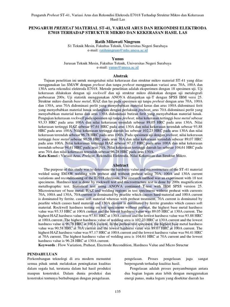 Pengaruh Preheat Material ST-41 | PDF
