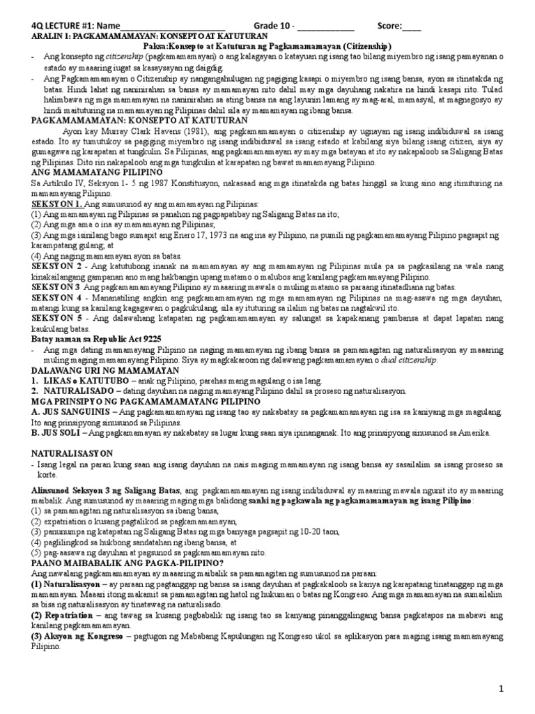 Ap 4Q Lecture 1 G10 | PDF