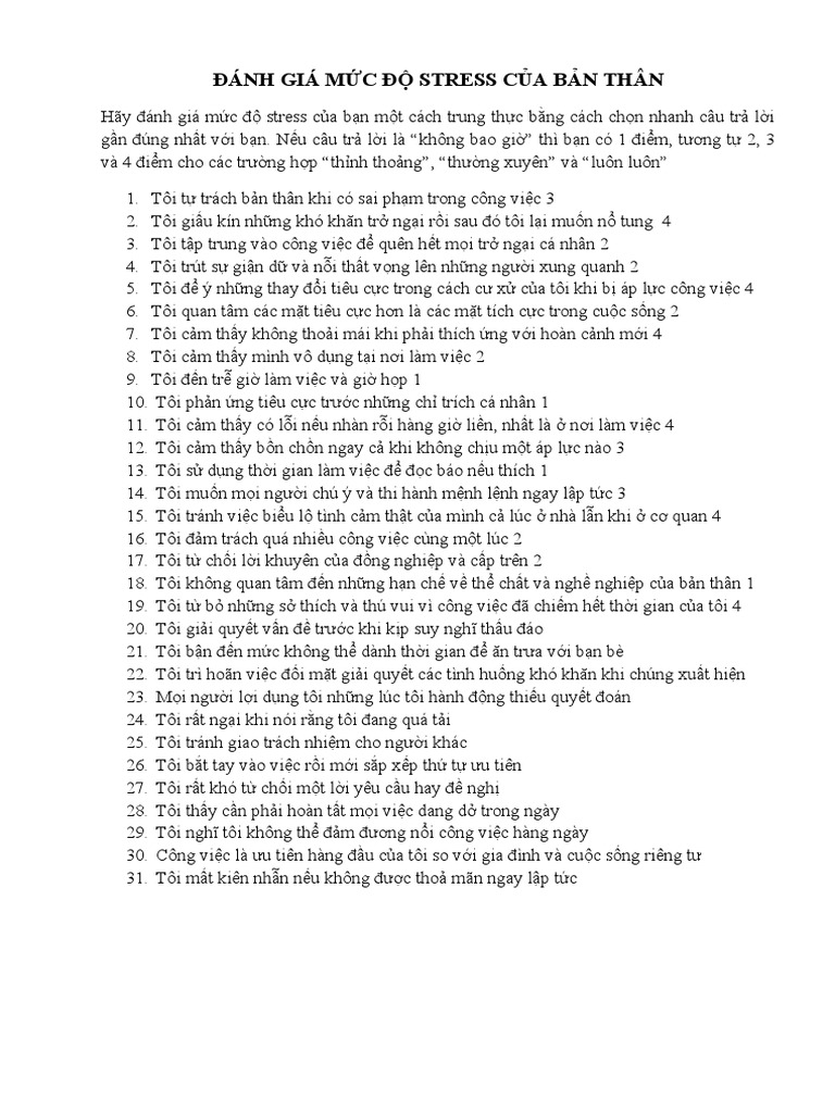 5.1.danh Gia Muc Do Stress Cua Ban Than | PDF