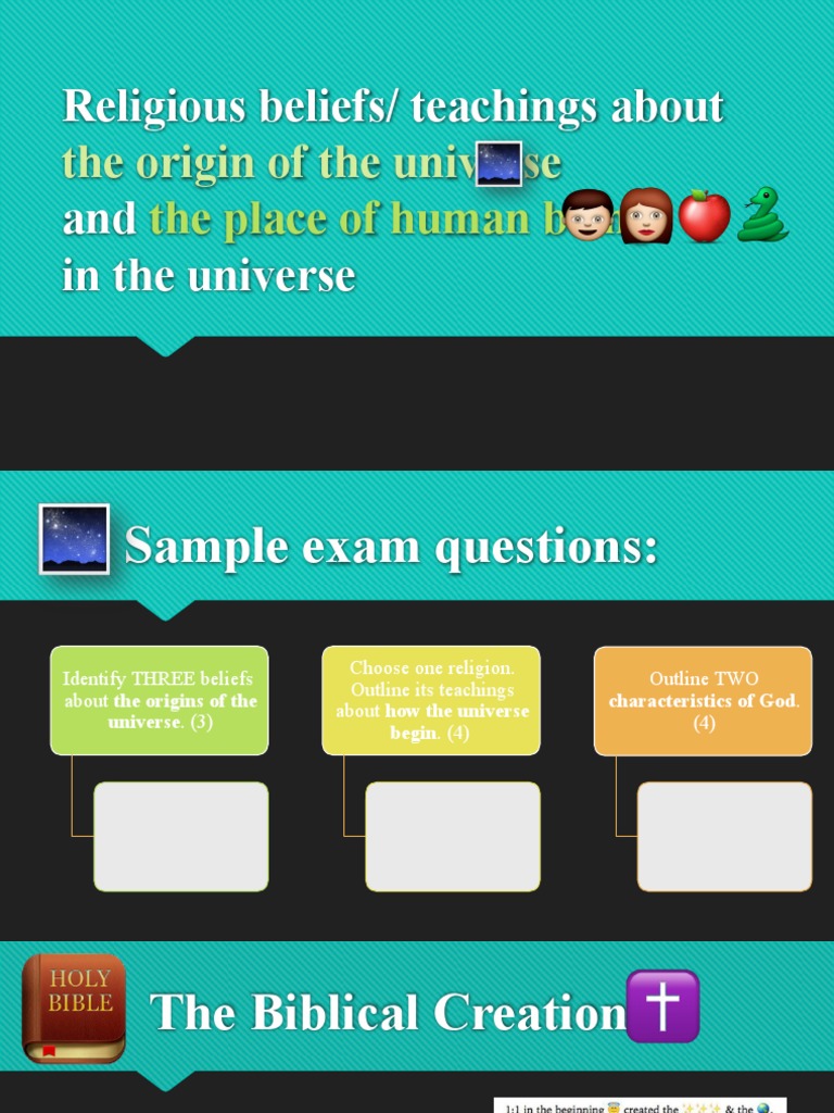 1 - Religious Beliefs About The Origin of The Universe and The Place of ...