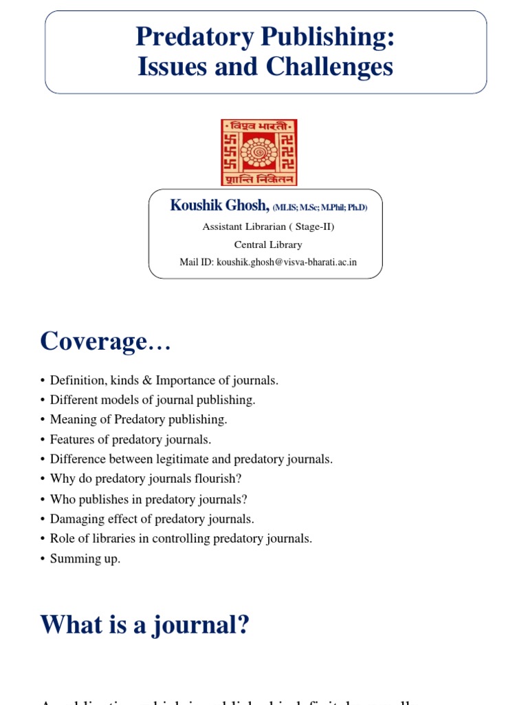 Kg Predatory Publishing Issues And Challenges Pdf Academic