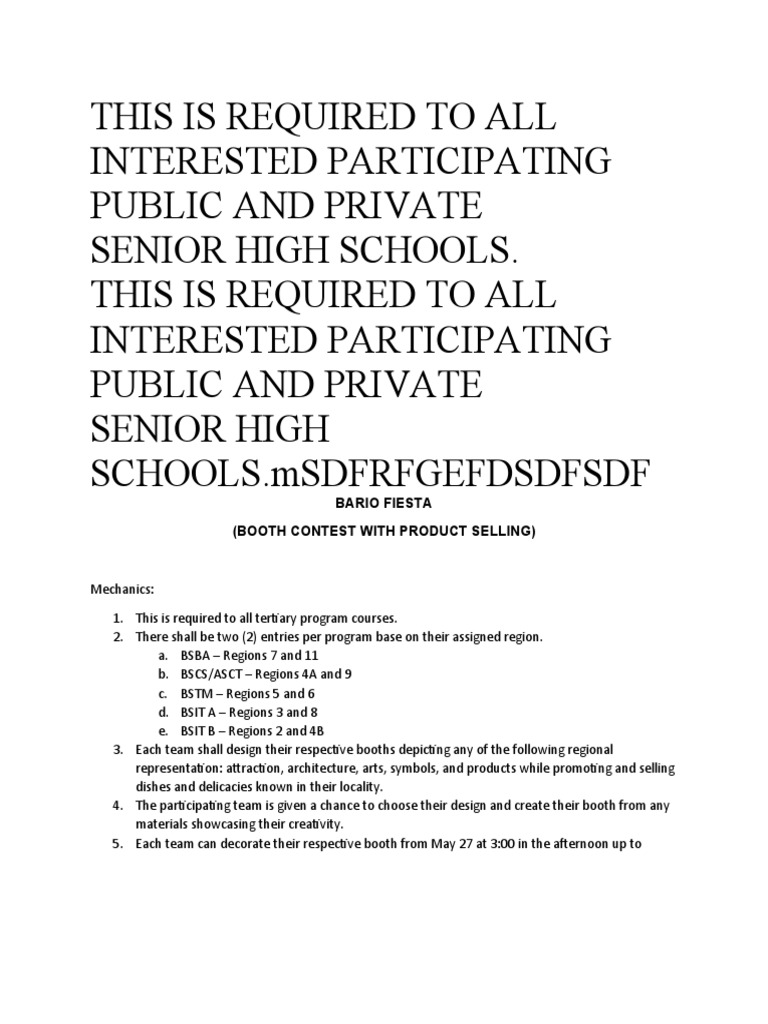 Senior High Booth Contest Guide | PDF | Art | Science & Mathematics